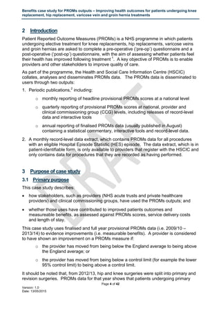 Benefits case study: 'Patient Reported Outcome Measures (PROMs ...