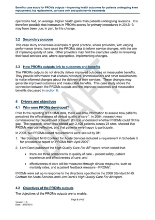 Benefits case study: 'Patient Reported Outcome Measures (PROMs ...