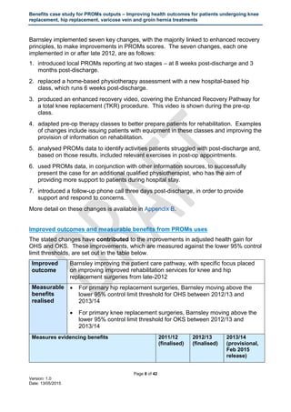 Benefits case study: 'Patient Reported Outcome Measures (PROMs ...