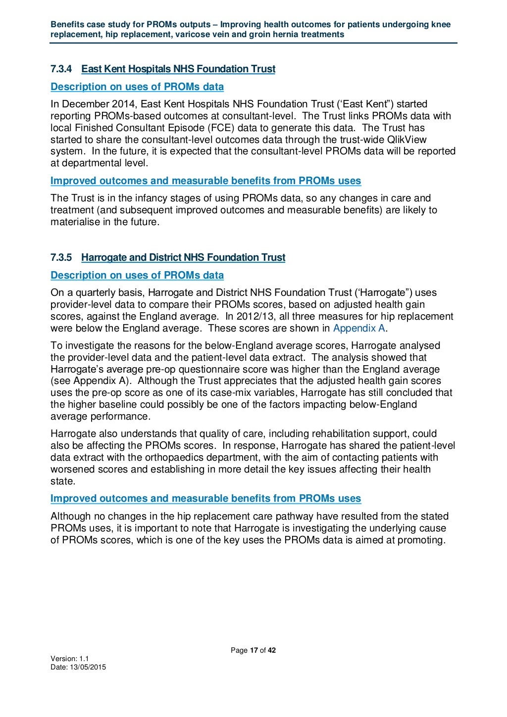 Benefits case study: 'Patient Reported Outcome Measures (PROMs)' outp… Benefits case study: 'Patient Reported Outcome Measures (PROMs)' outp…