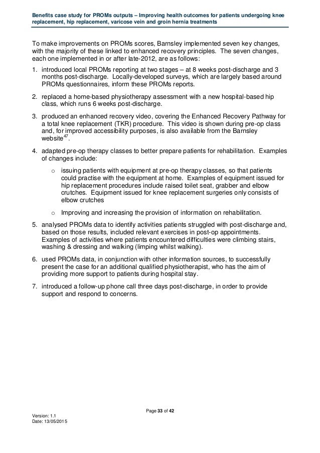 Benefits case study: 'Patient Reported Outcome Measures (PROMs)' outp… Benefits case study: 'Patient Reported Outcome Measures (PROMs)' outp…