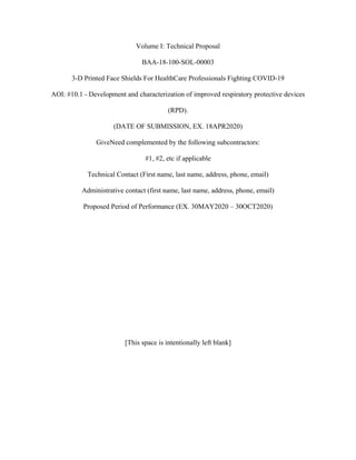 GiveNeed BARDA Full Proposal Guidance and Template | PDF