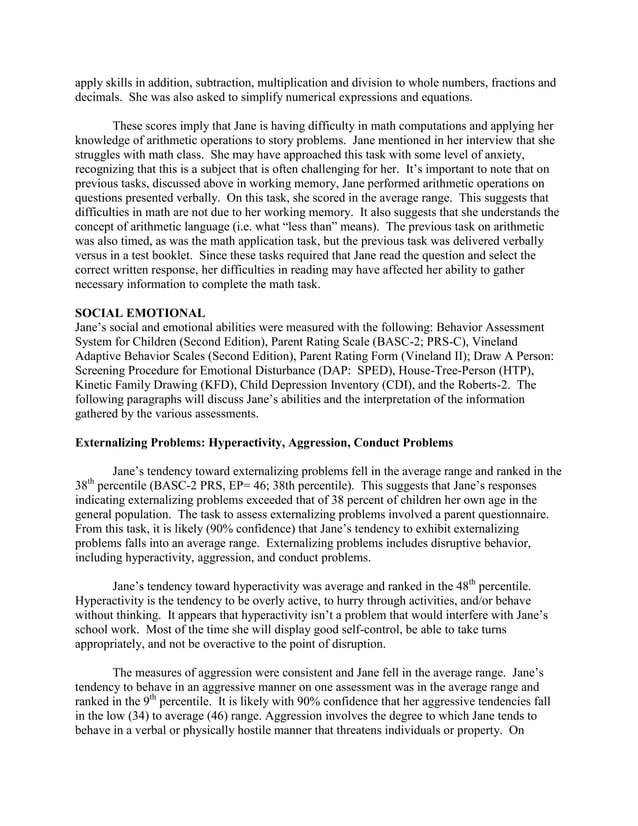 Full Psychological Report.Sample | DOCX | Parenting Children Aged 4-11 ...