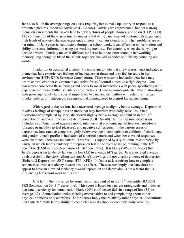 Full Psychological Report.Sample | DOCX | Parenting Children Aged 4-11 ...