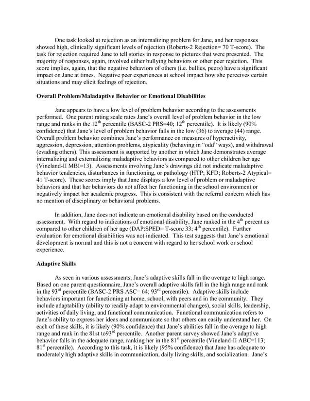 Full Psychological Report.Sample | DOCX | Parenting Children Aged 4-11 ...