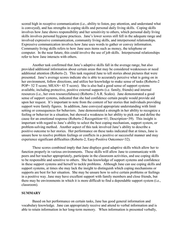 Full Psychological Report.Sample | DOCX | Parenting Children Aged 4-11 ...