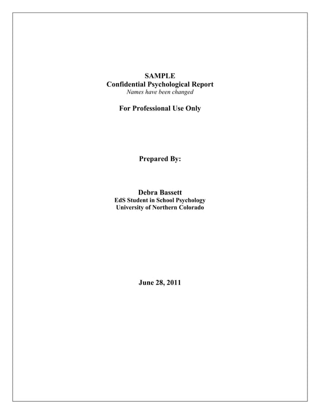 Full Psychological Report.Sample | PDF