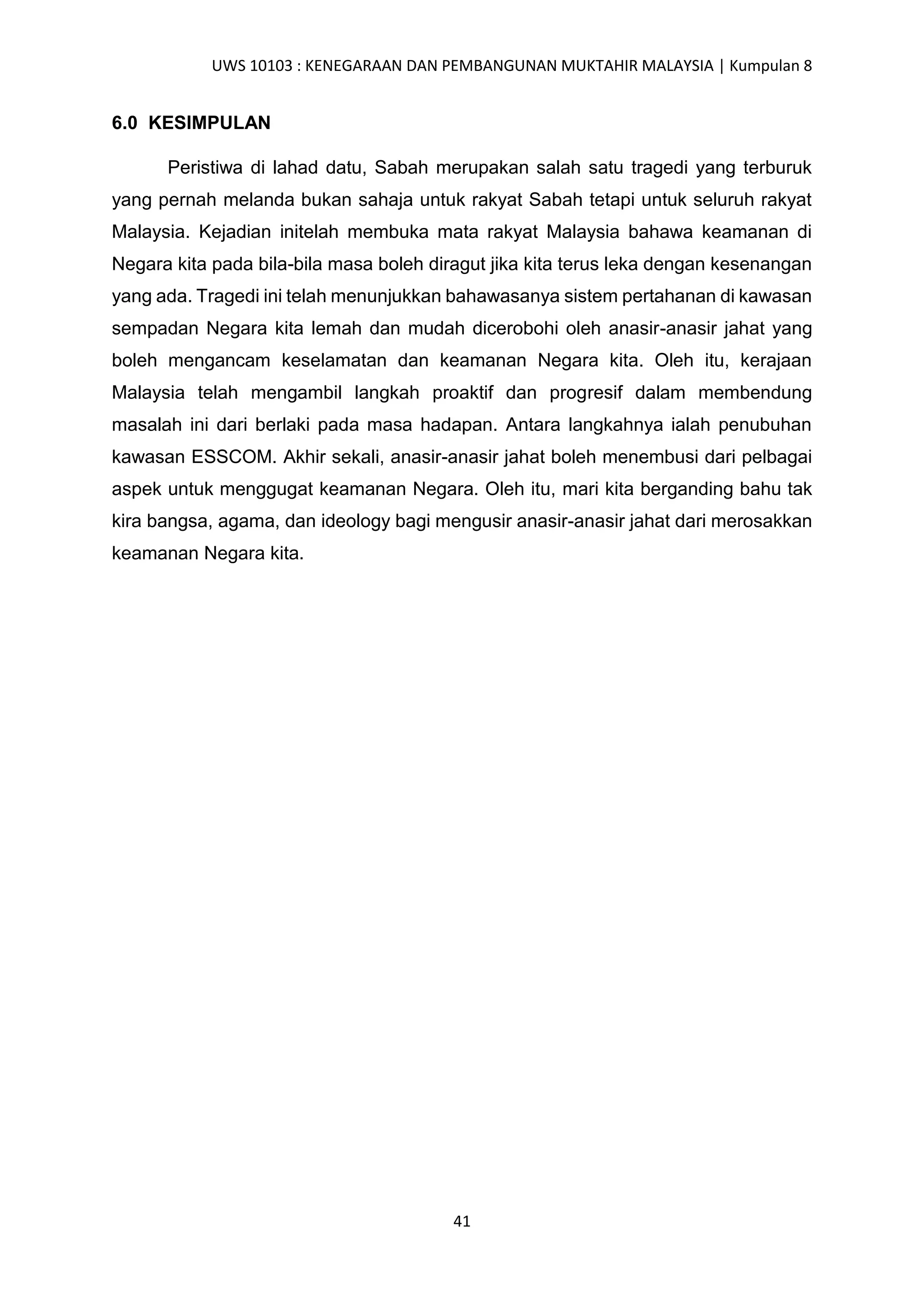 LAPORAN BERKUMPULAN: SERANGAN LAHAD DATU MENAMPAKKAN KEDAULATAN TIDAK ...