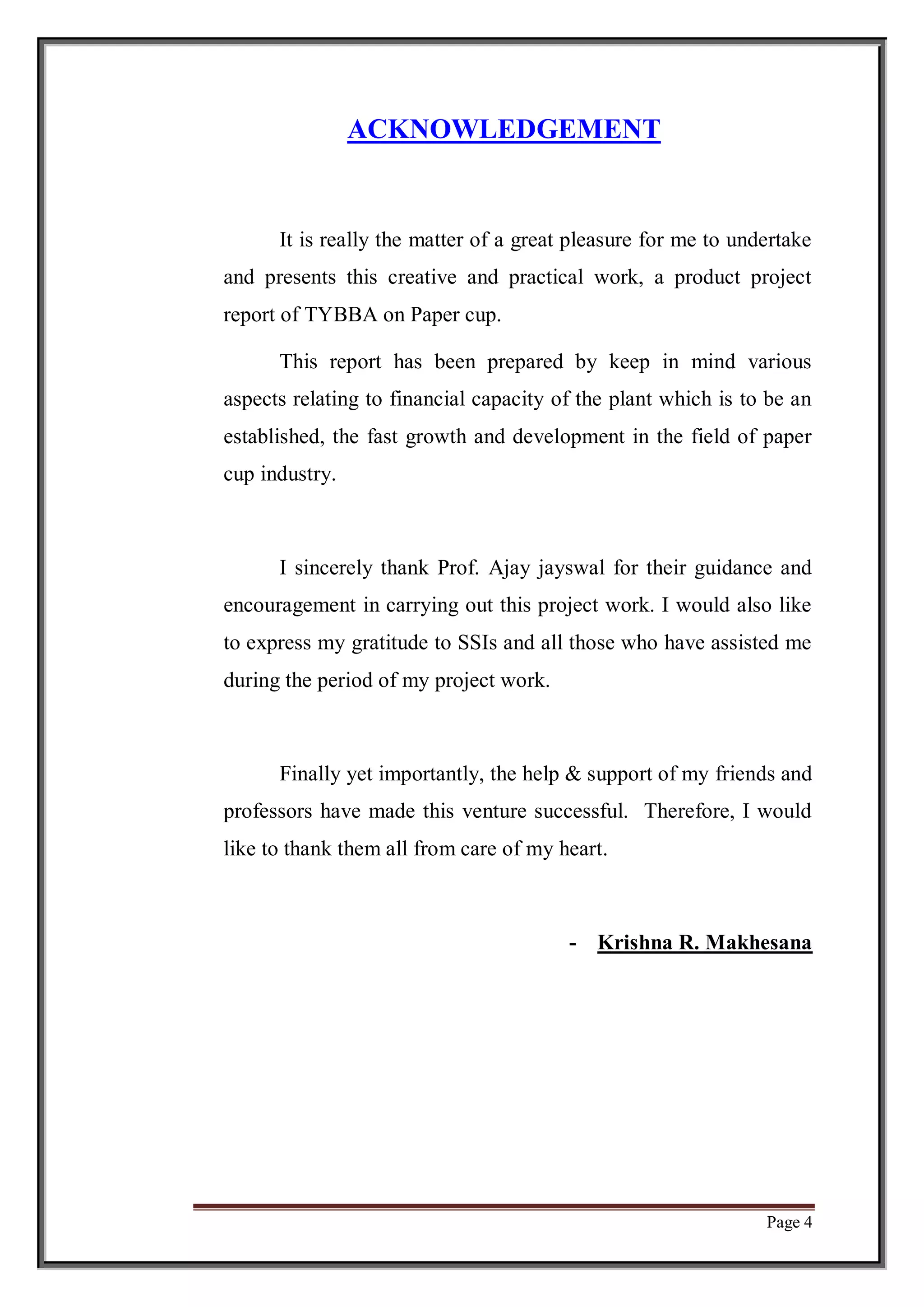 PRODUCT PROJECT REPORT | PDF