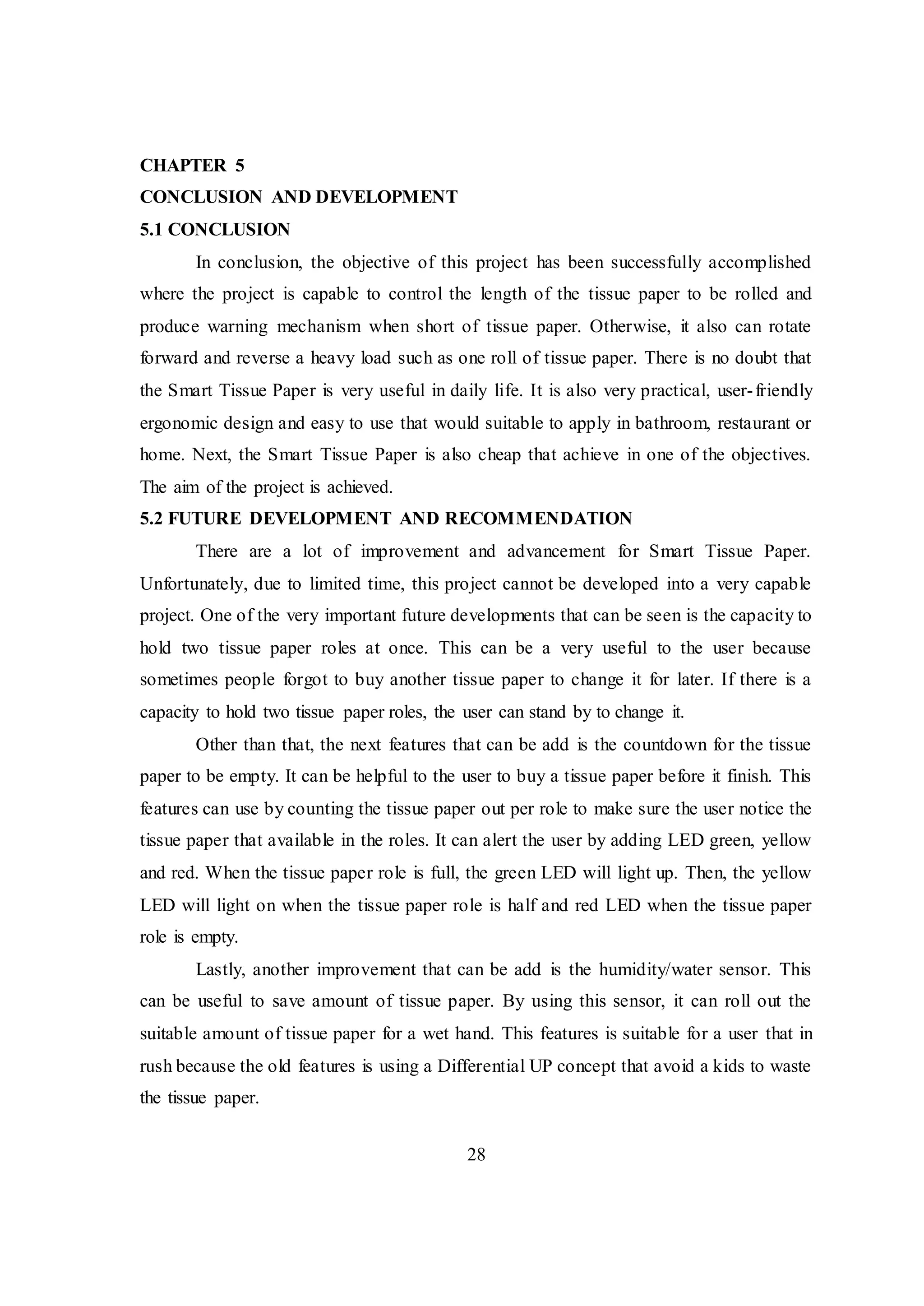 Full report Final Year Project ( SMART TISSUE DISPENSER) | DOCX