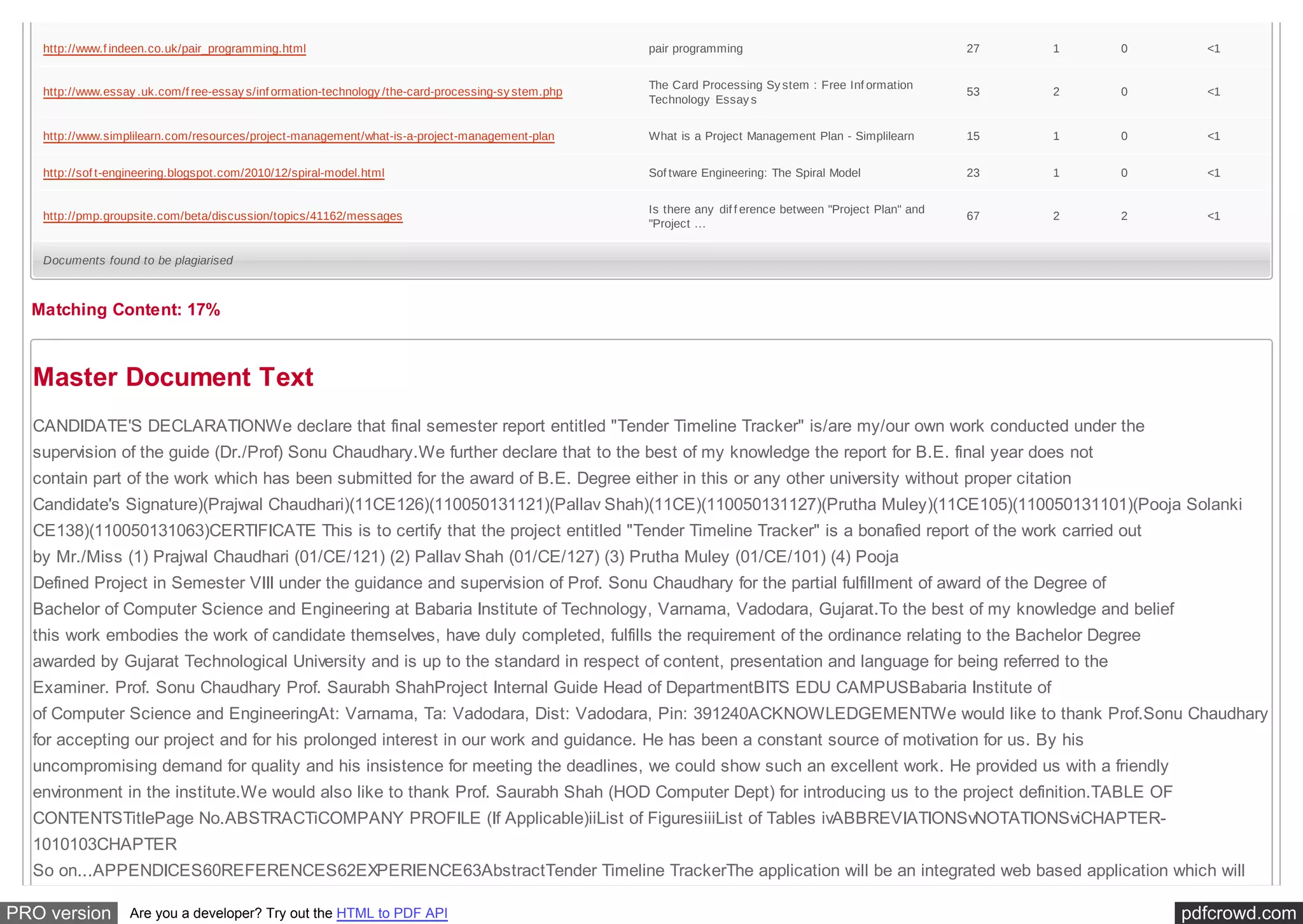 Full UnderGrad Project Report : Tender Timeline Tracker | PDF