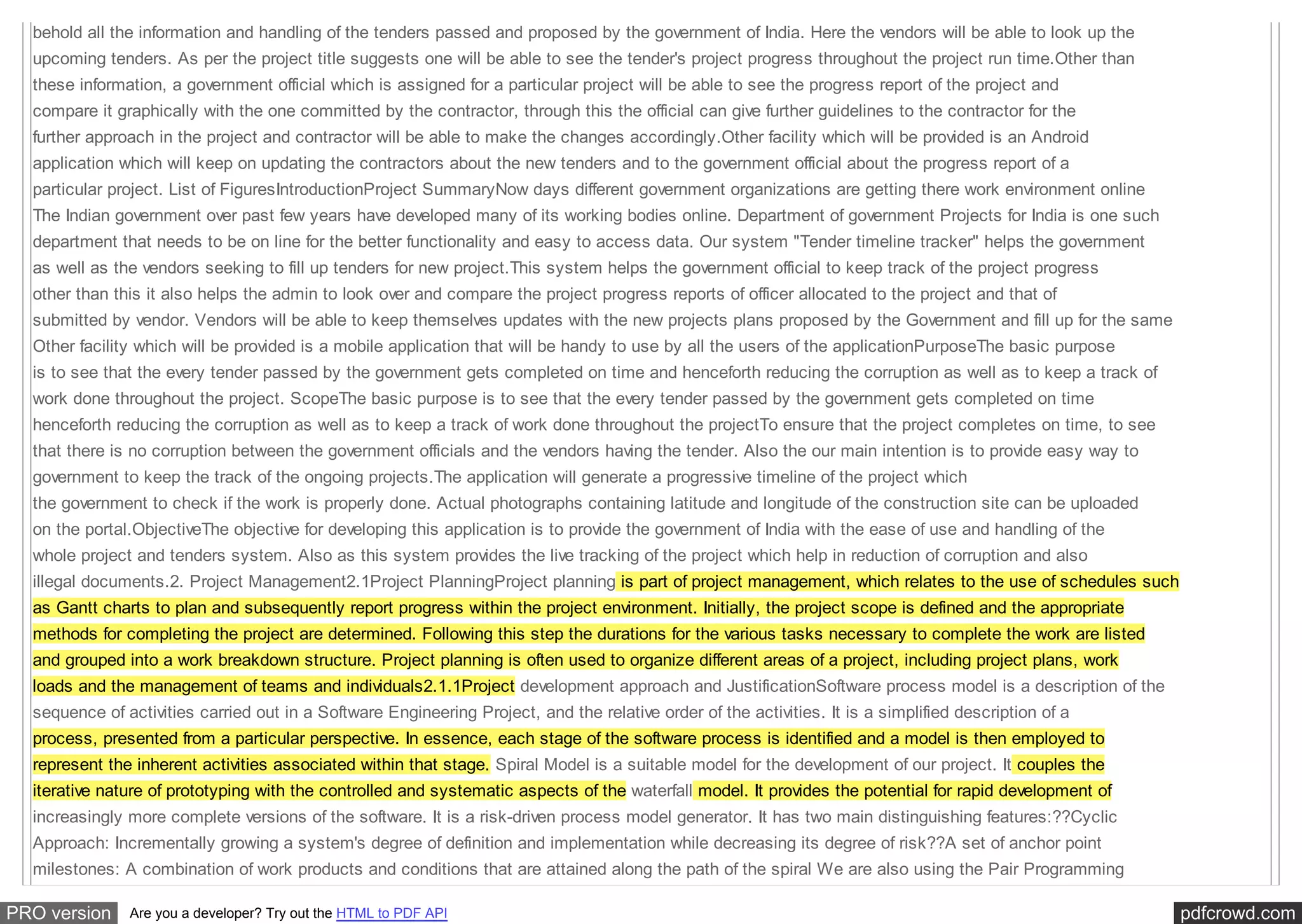 Full UnderGrad Project Report : Tender Timeline Tracker | PDF