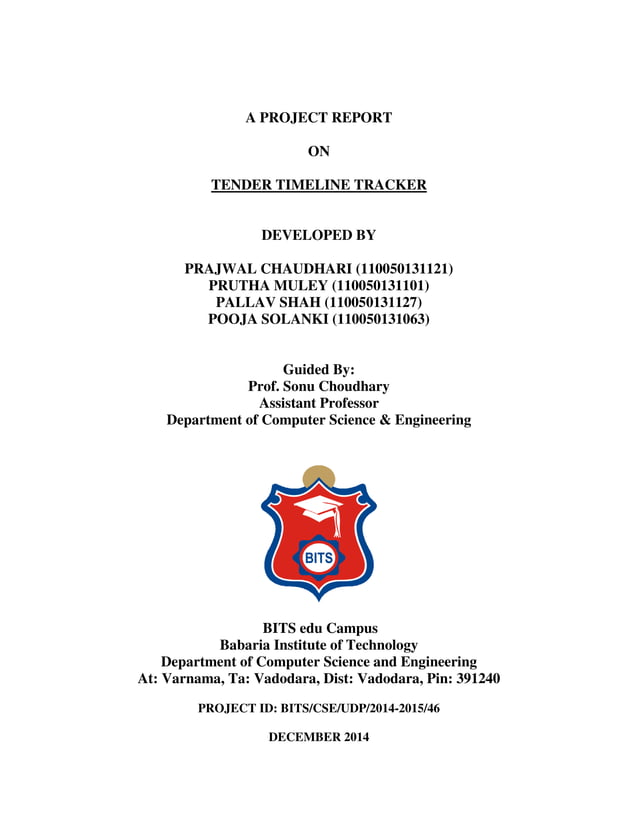 Full UnderGrad Project Report : Tender Timeline Tracker | PDF