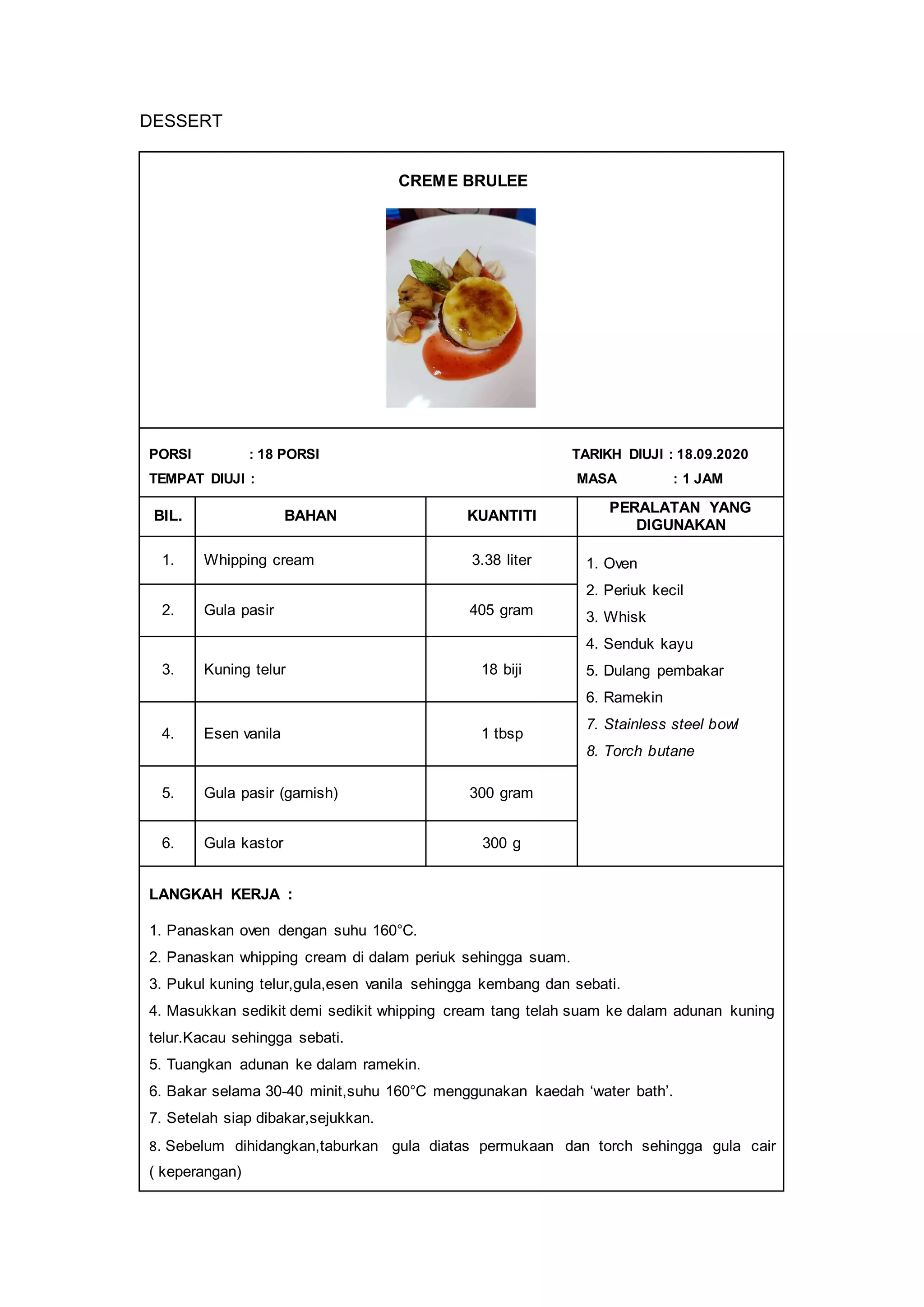 Full resepi standard (american service) | PDF