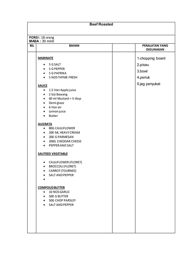 Full resepi standard (american service) | PDF