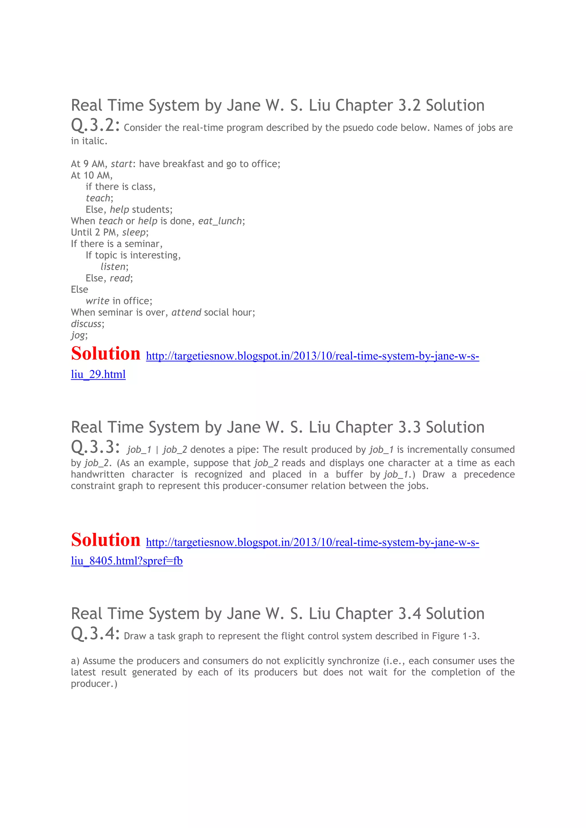 Full solution manual real time system by jane w s liu solution manual | PDF