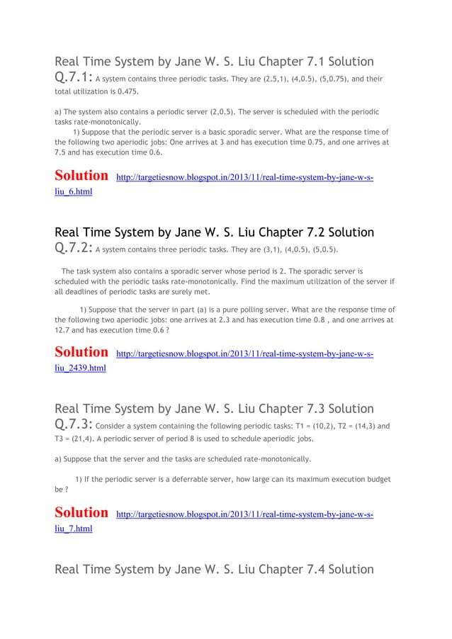 Full solution manual real time system by jane w s liu solution manual | PDF