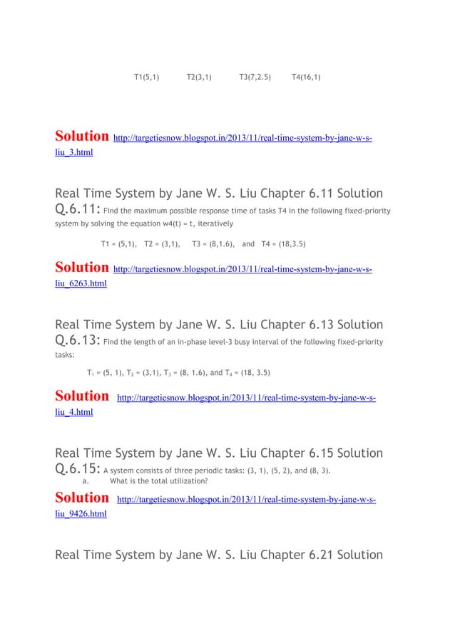 Full solution manual real time system by jane w s liu solution manual | PDF