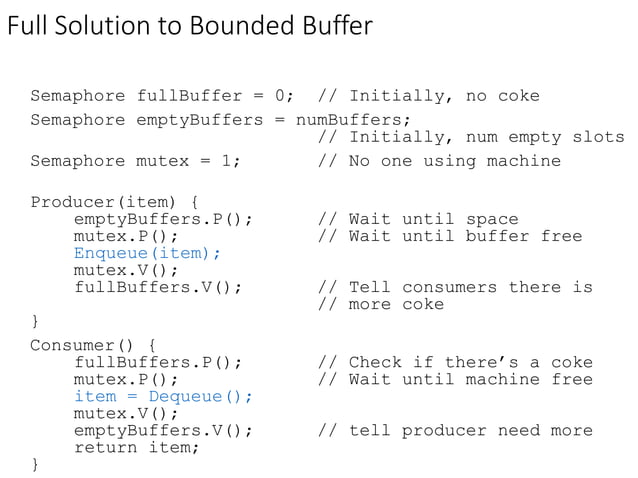 Full solution to bounded buffer | PPTX