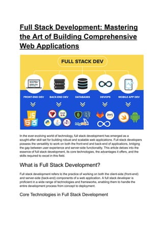 Full Stack Development: Mastering the Art of Building Comprehensive Web Applications | PDF | Web ...