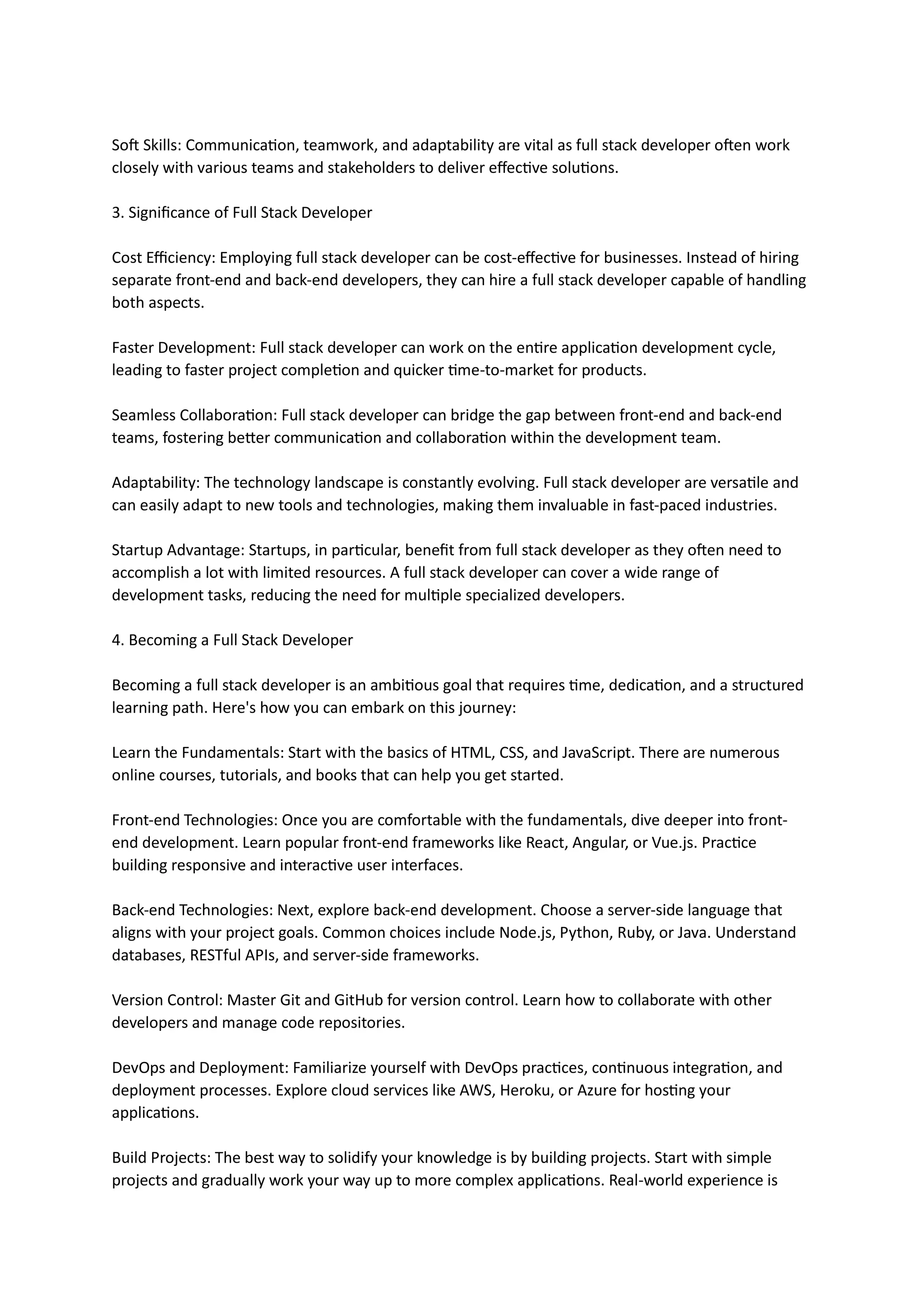 full stack developer. | DOCX