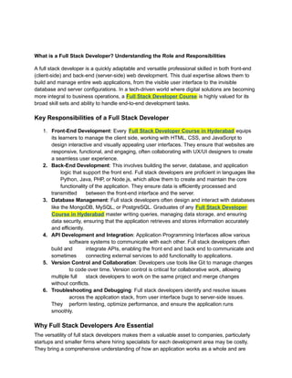 Full Stack Developer Course | PDF | Free Download