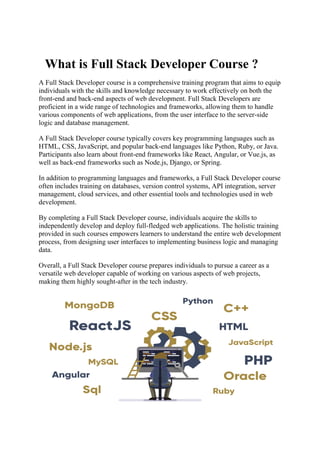 Full Stack Developer Couse in Chandigarh.pdf | Web Development | Internet
