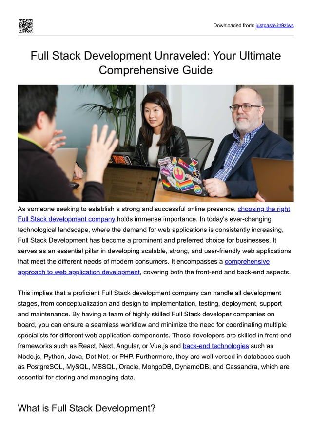 Full Stack Development Unraveled: Your Ultimate Comprehensive Guide | PDF