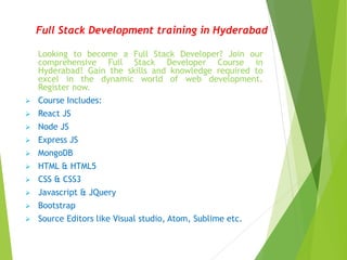 Full Stack Development training in Hyderabad | PPTX