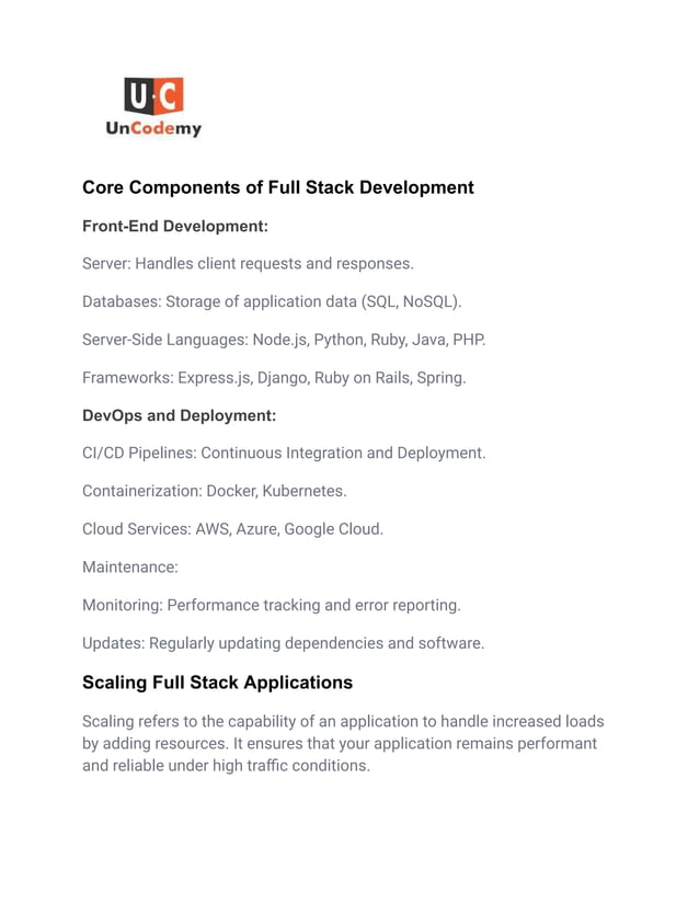 Advanced Full Stack Development: Scaling, Deployment, and Maintenance | PDF