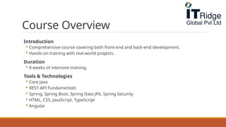 Full Stack Development using Java Course Intro.pptx | Web Development | Internet