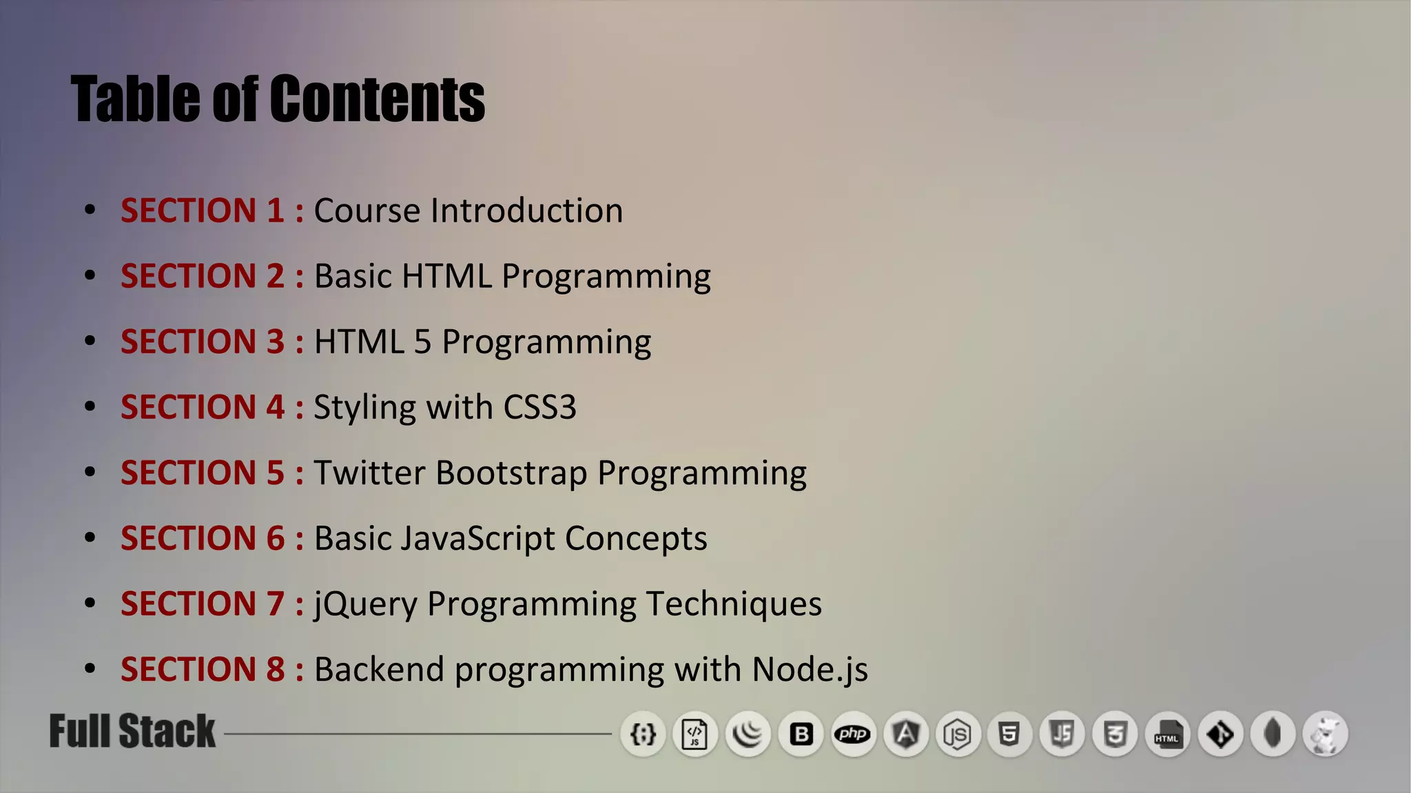 The Full Stack Web Development | ODP
