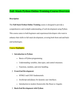 Best Full Stack Python Online Training Course - NareshIT | PDF