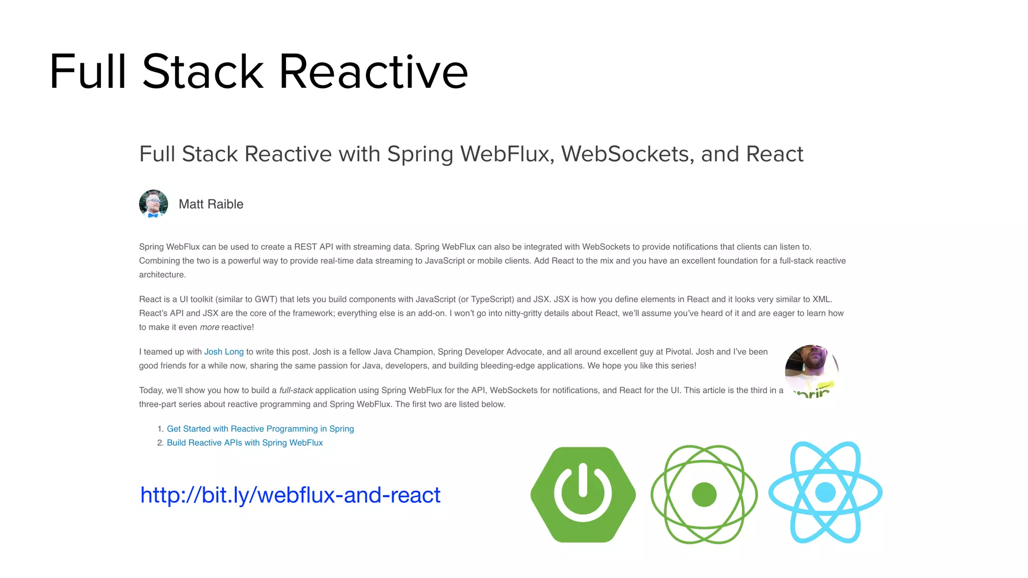 Full Stack Reactive with React and Spring WebFlux - PWX 2019 | PPT