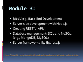 Full Stack Web Development Online Training in Hyderabad 2024 | PPTX