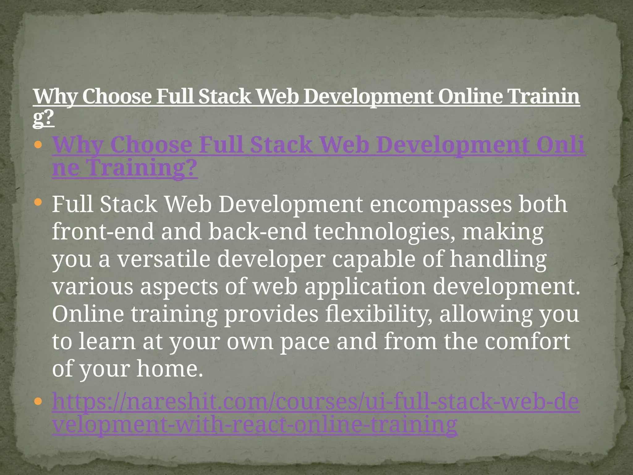 Best Full Stack Web Development Online Training - 2024. | PPT