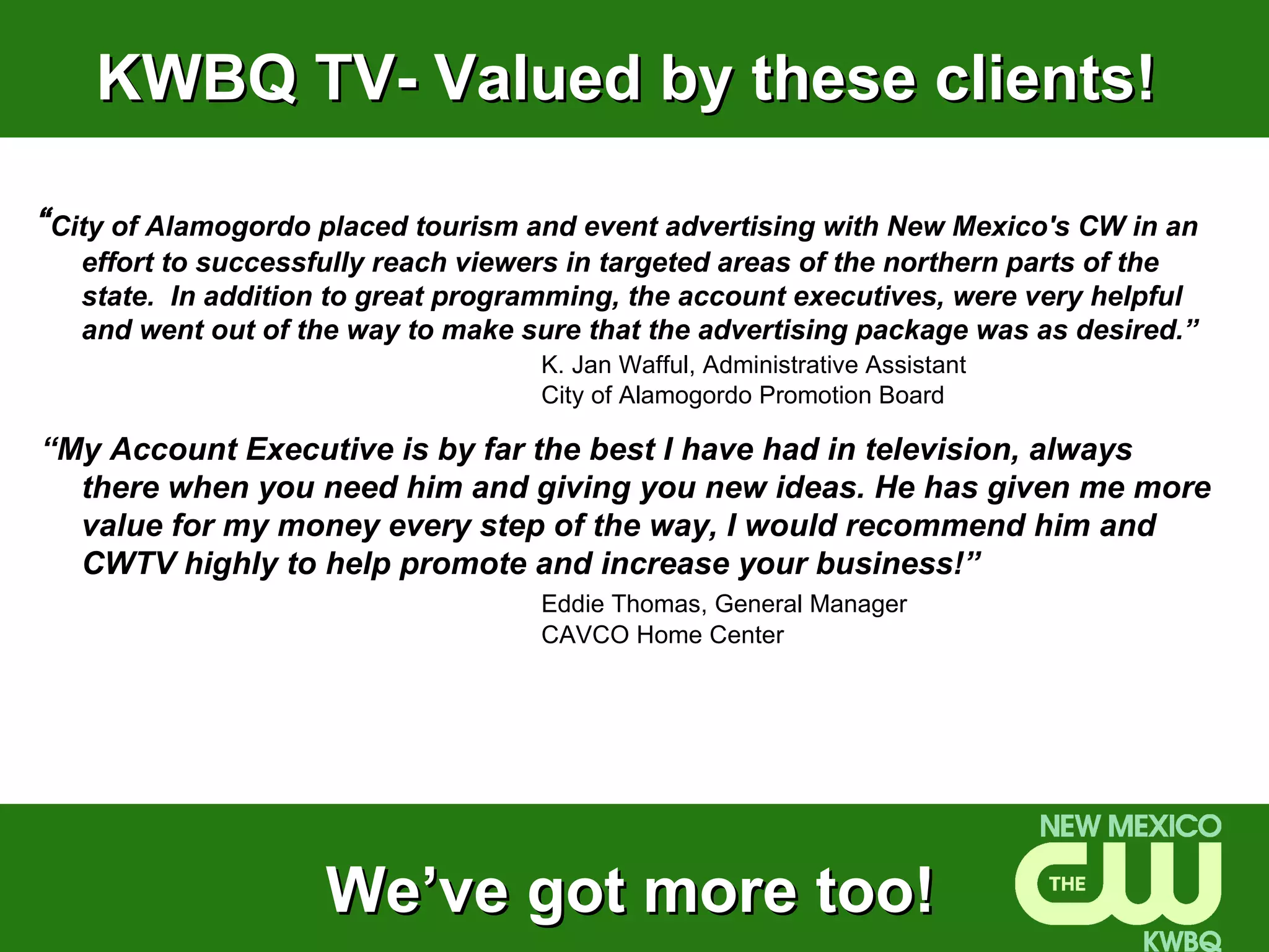 CW Advertising Information | PPT