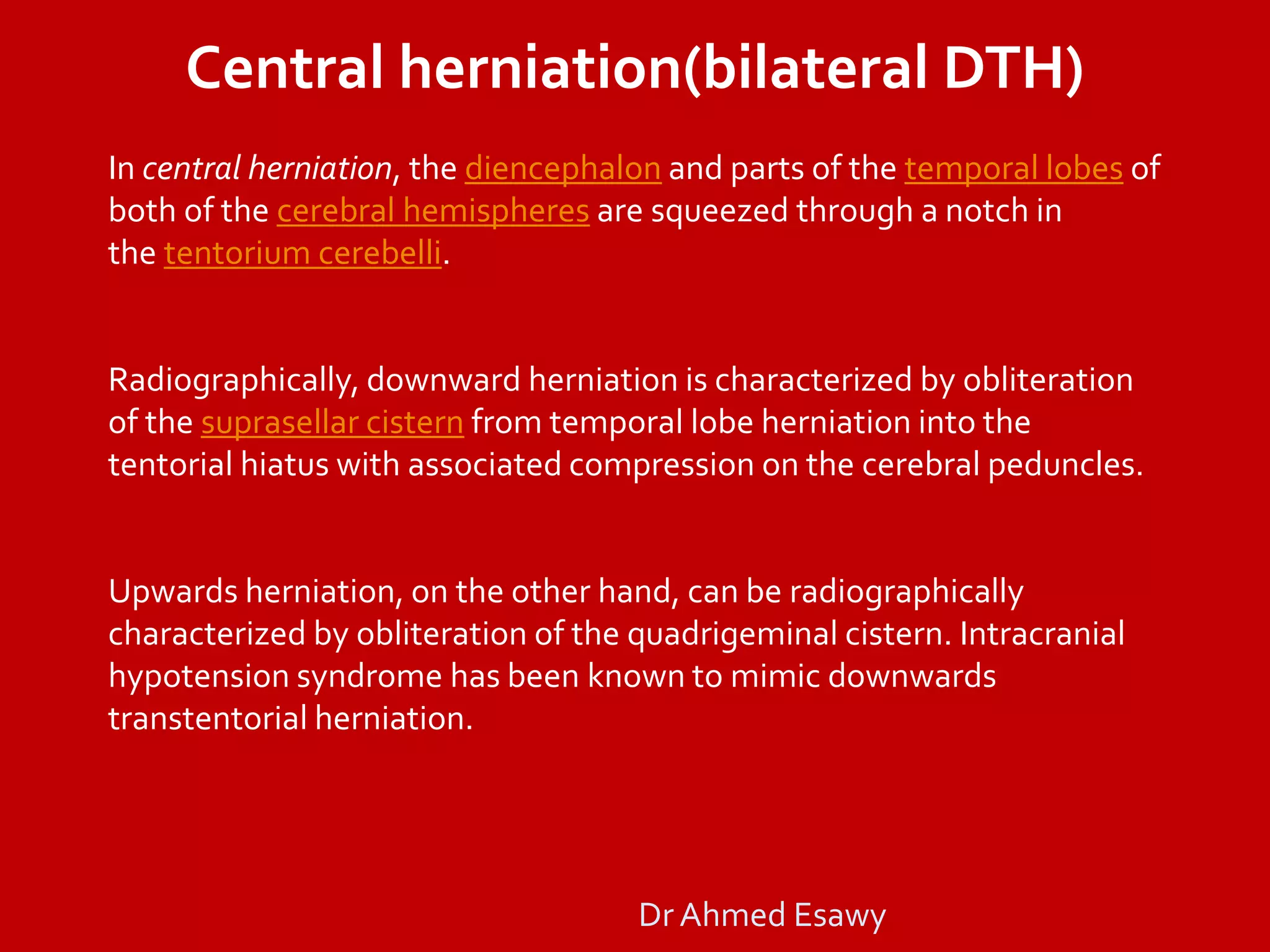 Full story brain herniation imaging Dr Ahmed Esawy | PDF