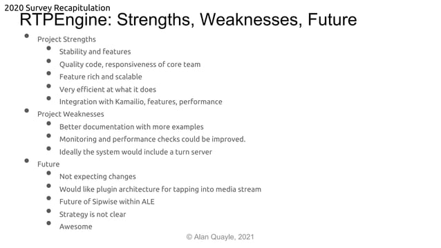 Open Source Telecom Survey 2021 Results & Discussion, Alan Quayle | PPT