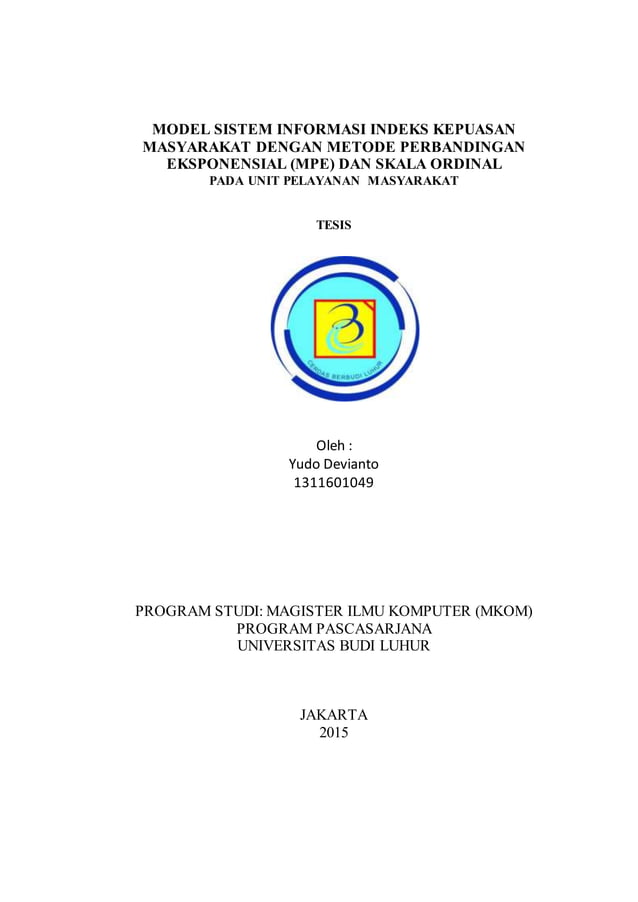 Thesis From Yudo Devianto - Budi Luhur University | PDF