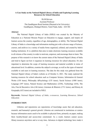 Case Study on the National Digital Library of India and Exploring ...