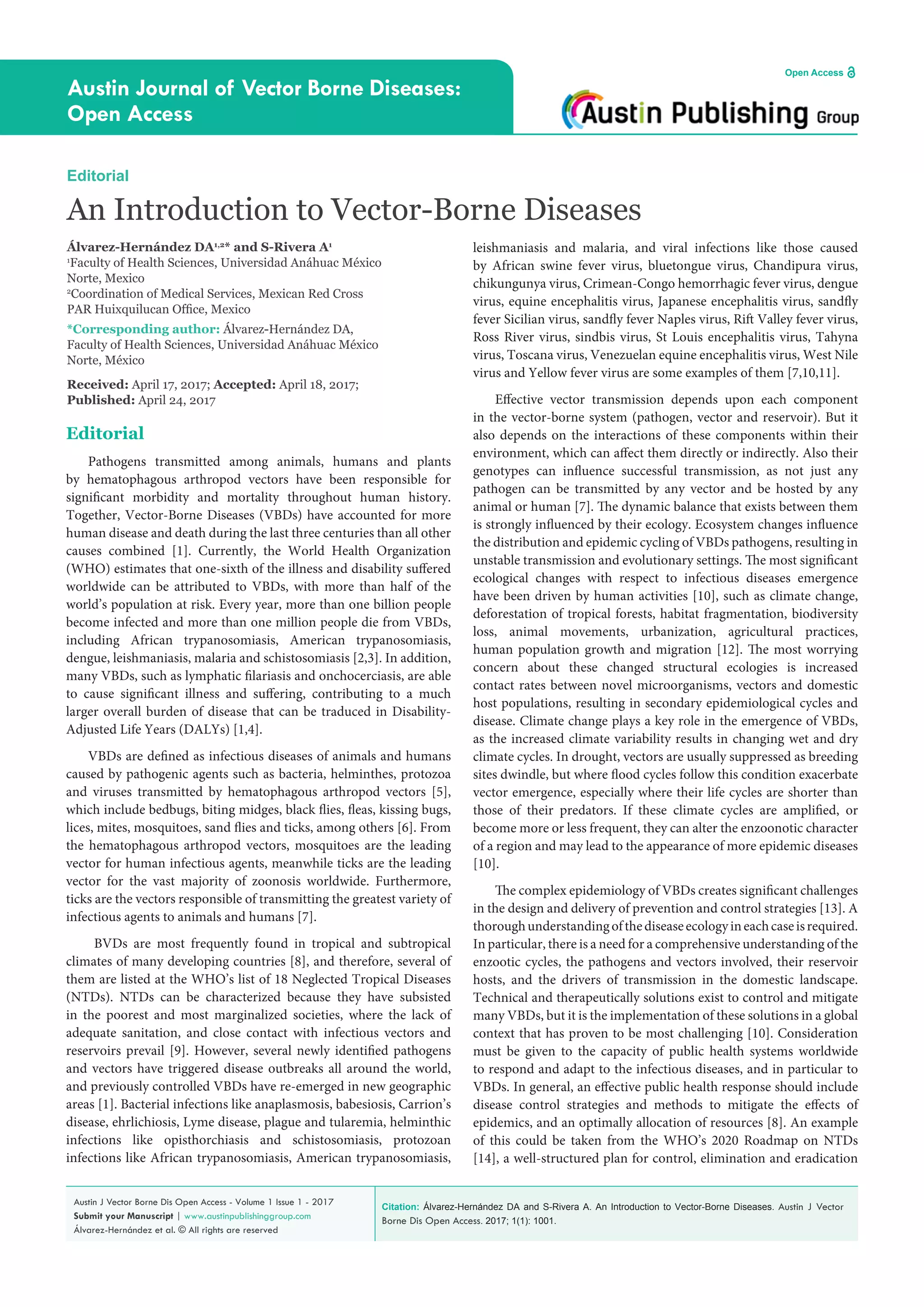 Austin Journal of Vector Borne Diseases: Open Access | PDF