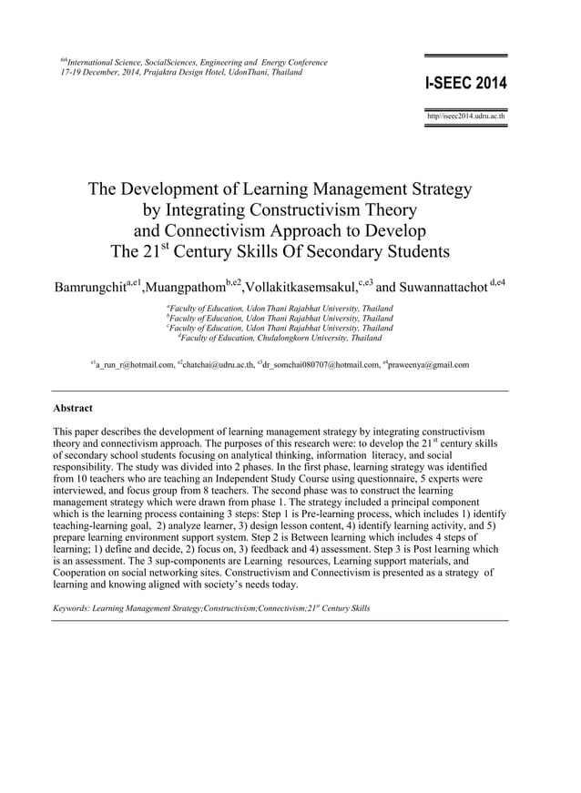 My fulltext article for iseec 2014: The LMS to enhance 21st century skills | PDF