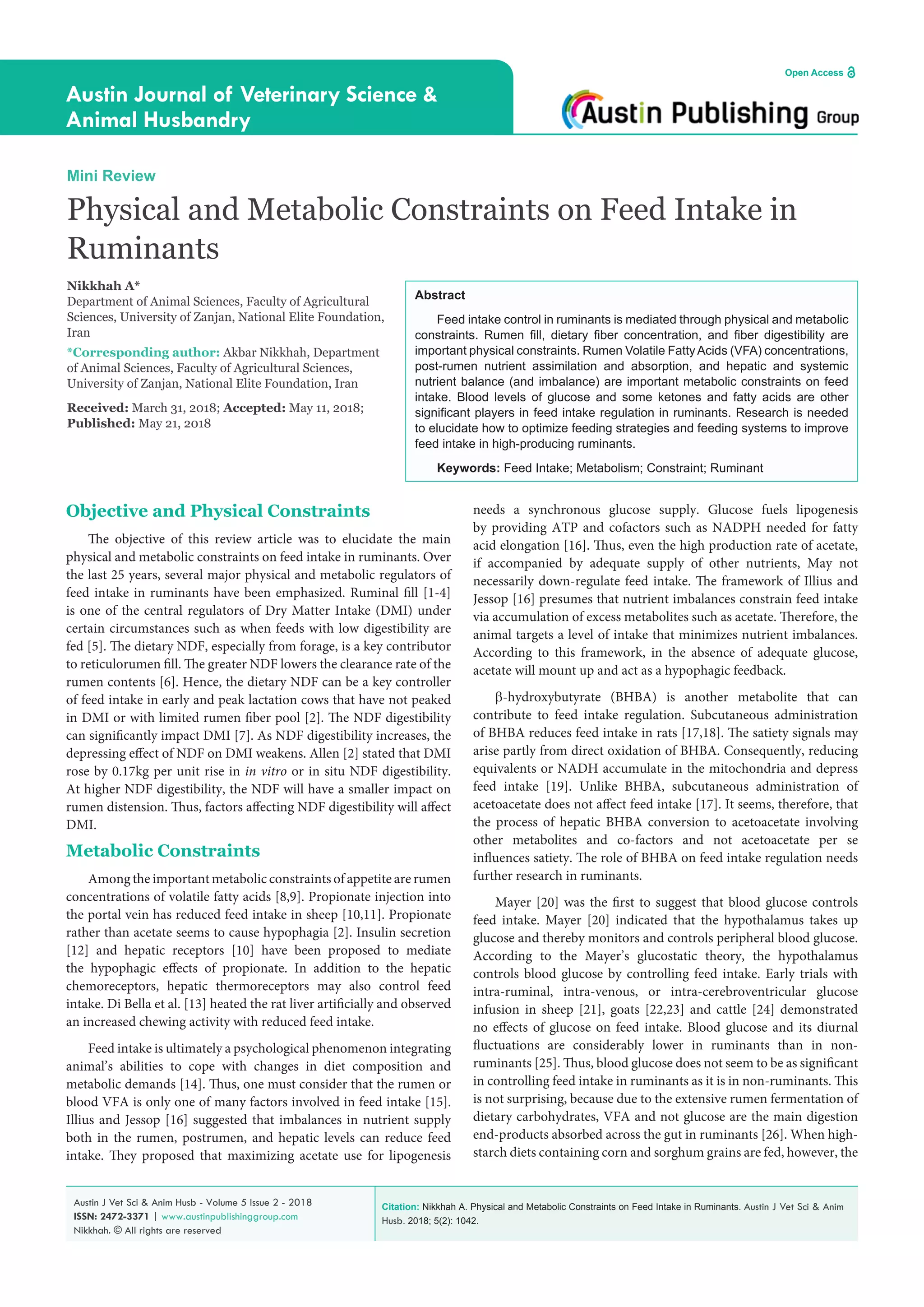 Austin Journal of Veterinary Science & Animal Husbandry | PDF