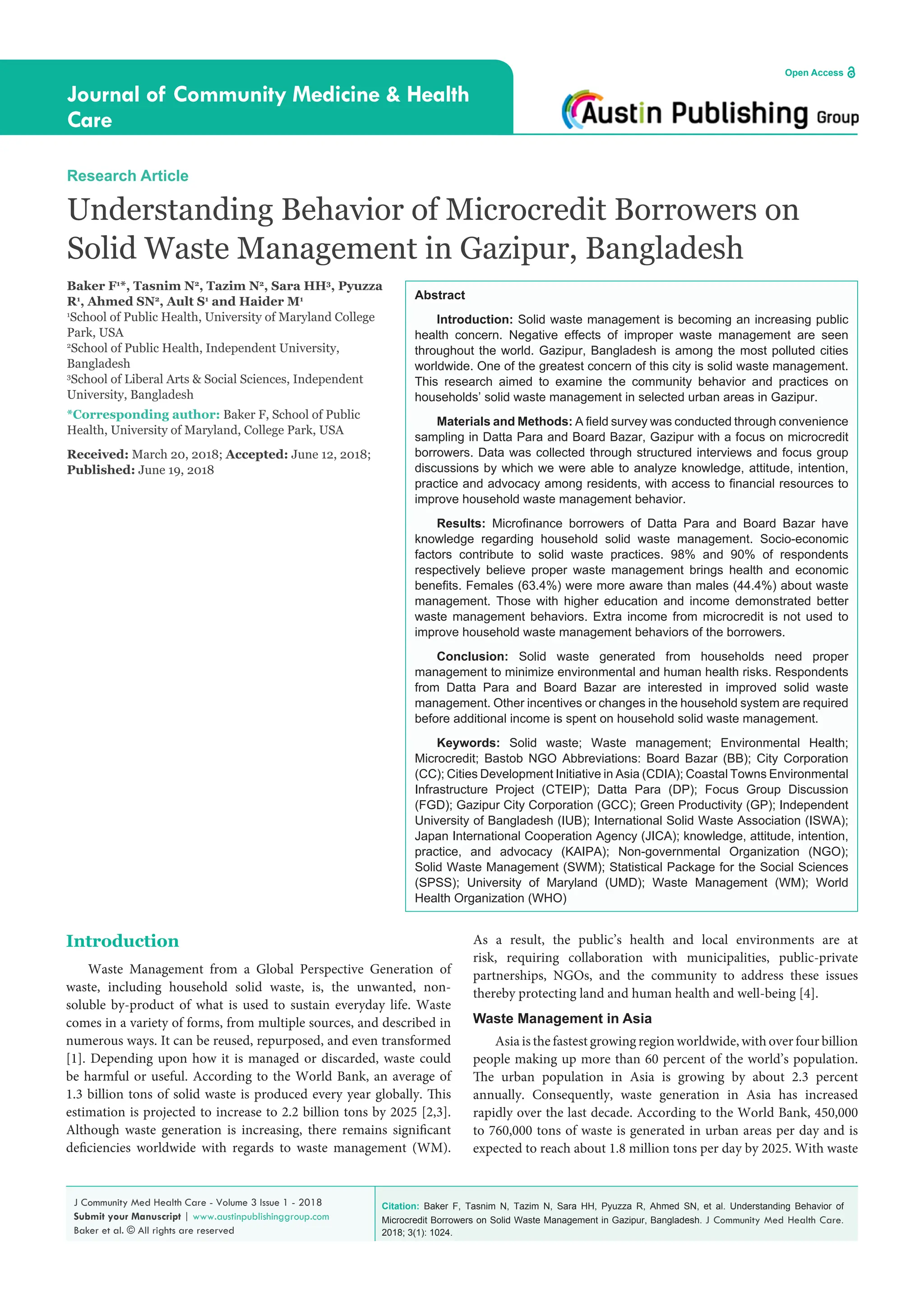 Solid Waste Management in Gazipur, Bangladesh | PDF