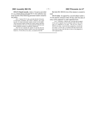 Full Text of the “Woznicki Fix” (2003 Wisconsin Act 47) | PDF