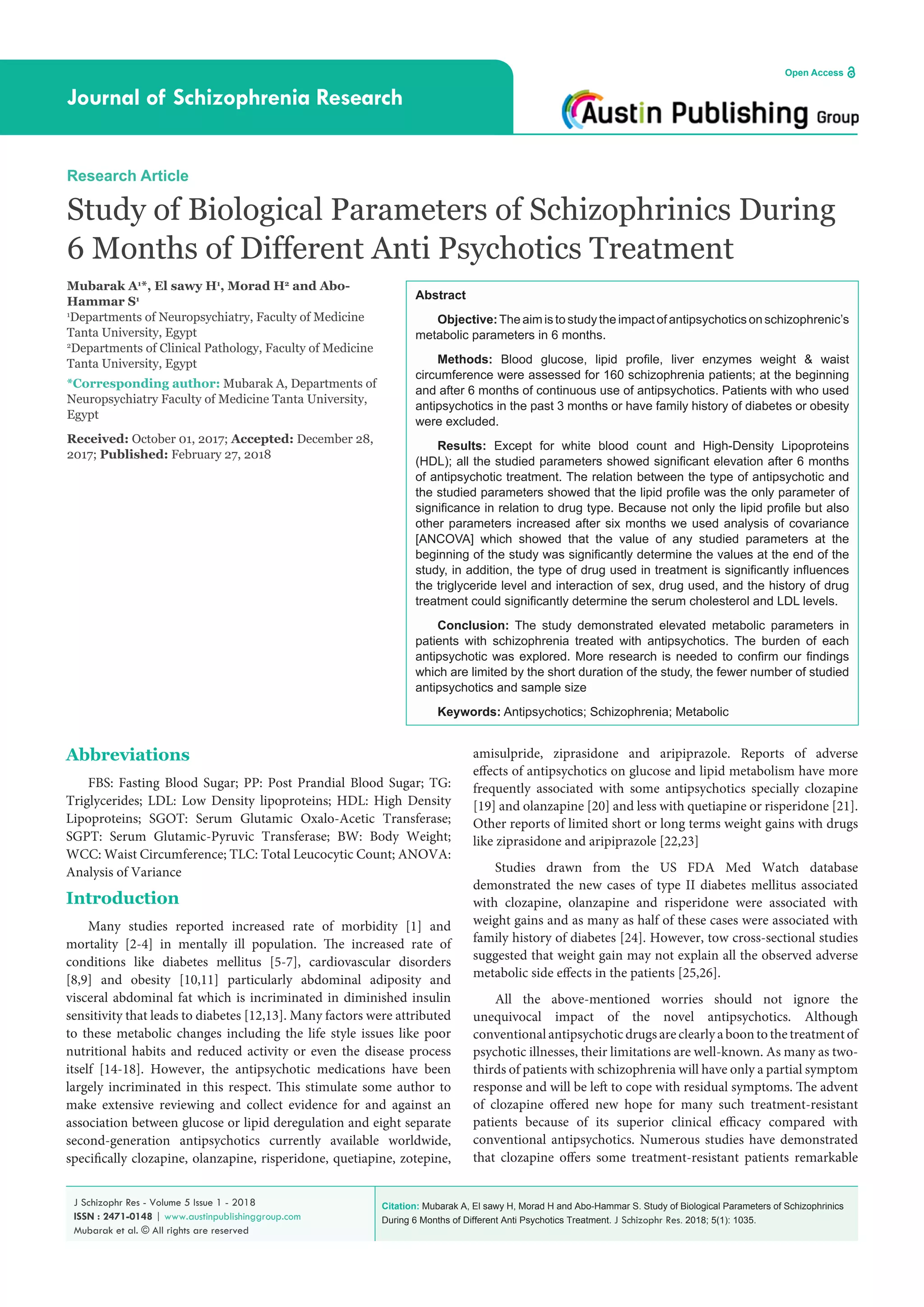 Journal of Schizophrenia Research | PDF