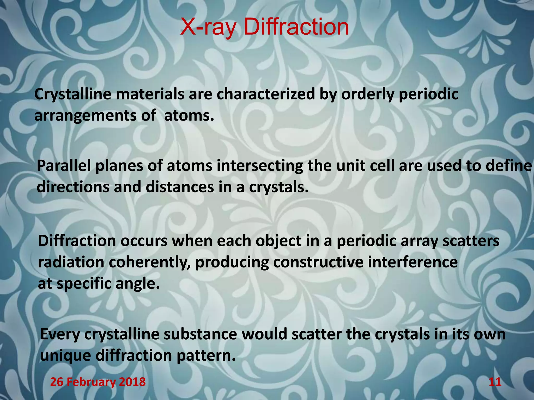 X-Ray Crystallography and Derivation of Braggs's law | PPTX