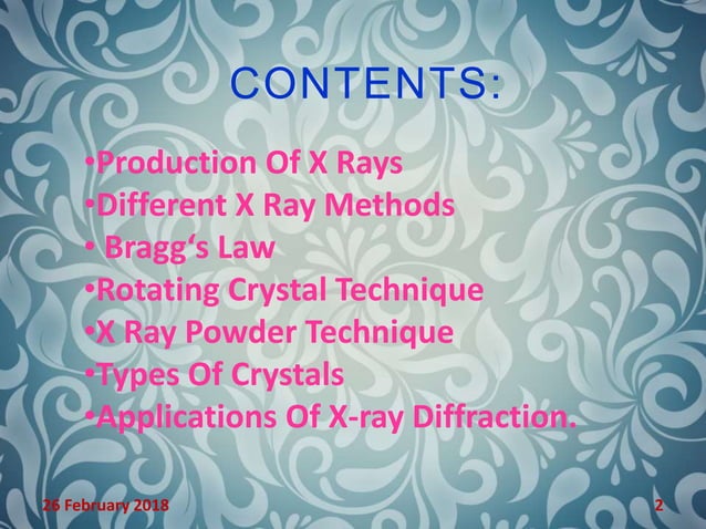 X-Ray Crystallography and Derivation of Braggs's law | PPTX | Chemistry | Science