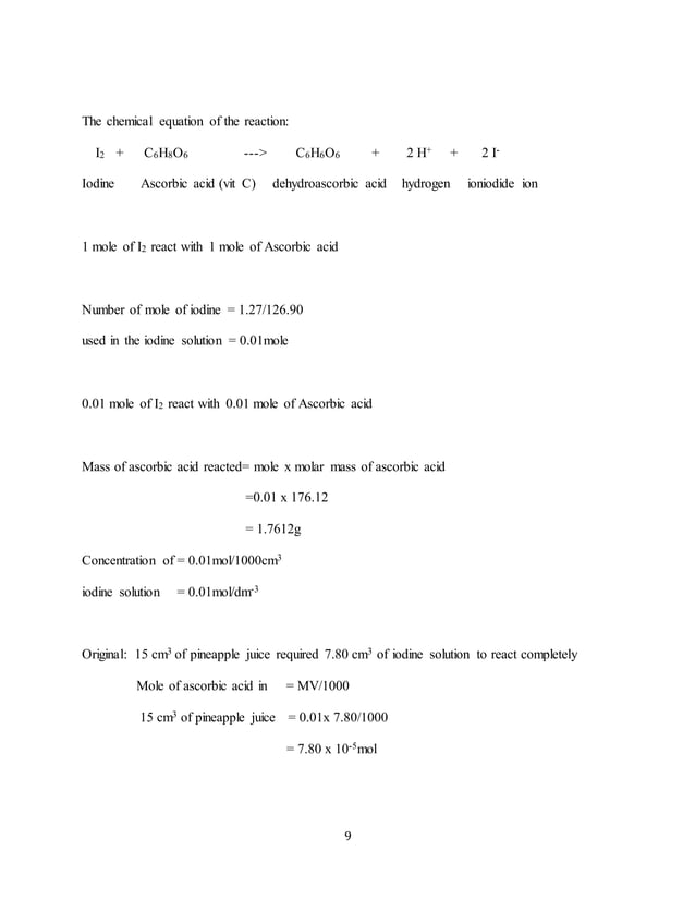 STPM Chemistry Coursework/Project PBS Sample 2 | DOCX